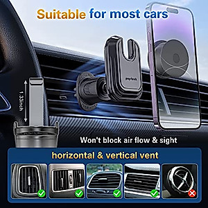 pop-tech Car Vent Phone Mount for Socket Grip, Air Vent Clip Phone Holder Compatible with Magsafe Wallet Black & iPhone Samsung Card Holder, Cell Phone Stand with Sticky Adhesive