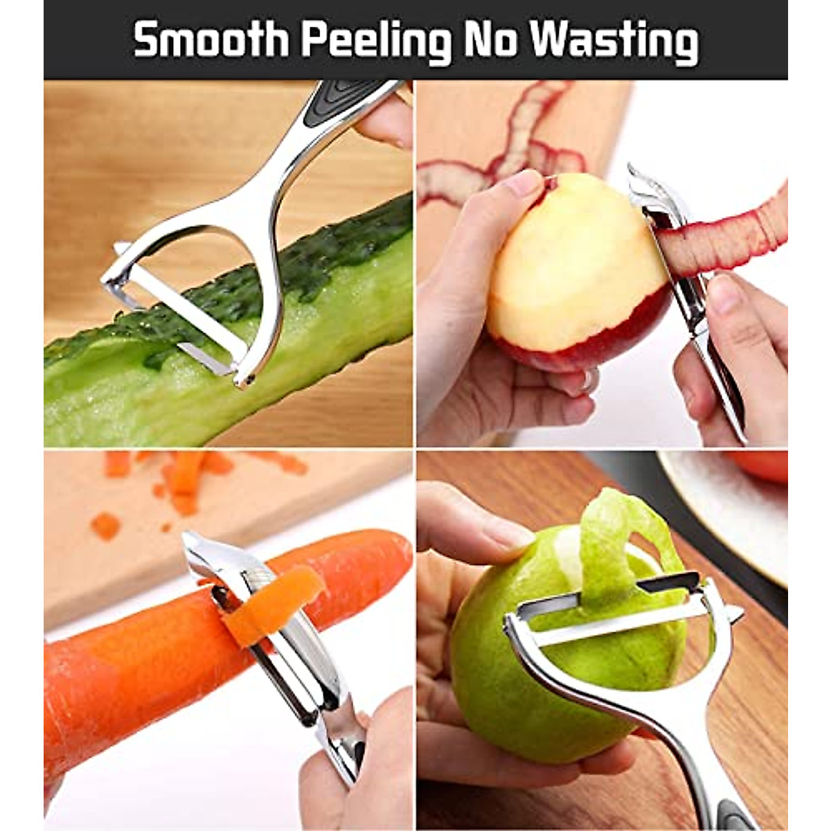 Vegetable Peeler for Kitchen, NewGF Fruit Potato Carrot Apple Peeler, Good Grip and Durable Y and I Shaped Stainless Steel Peelers, with Ergonomic Non-Slip Handle & Sharp Blade (2PCS)