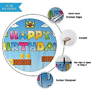 68x45inch Fabric Video Game Birthday Backdrop Cartoon Super Brother Photography Background Adventure Gold Coin Mushroom Princess for Girl Party Decor Baby Shower Supplies Photo Banner Booth