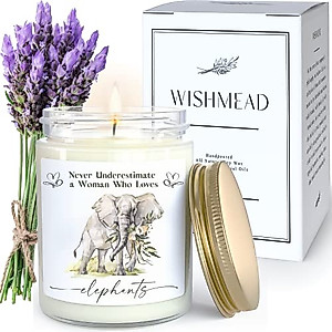 Wishmead Elephant Gifts for Women - Lavender Candle - Elephants Gifts for Women - Elephant Decor Housewarming Gift - Birthday Gifts for Mom Best Friend