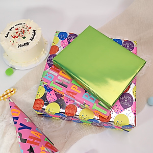 BIOBROWN Birthday Wrapping Paper - 30 Inch X 10 Feet (3 Rolls: 75 sq. ft. ttl.) - Balloons & Neon Green Design Perfect for Birthday, Party, Baby Shower, Christmas, Gift Wrap