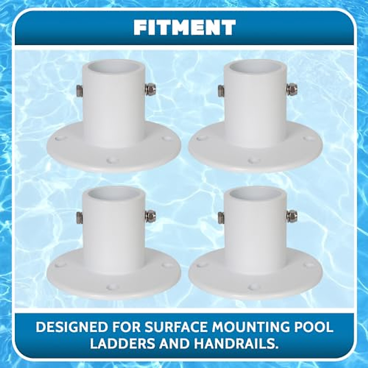 ECOTRIC Replacement Deck Anchor Flange Cast Aluminum Above Ground Pool Ladders and Handrails - 1 7/8” Inch Diameter of 1.9"(4PC)
