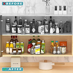 blitzlabs Lazy Susan Turntable Spice Rack Organizer Round Clear Food Storage Container Rotating Condiments Spinning Organizer for Kitchen, Cabinets, Pantry, Refrigerator, Countertops - Set of 3