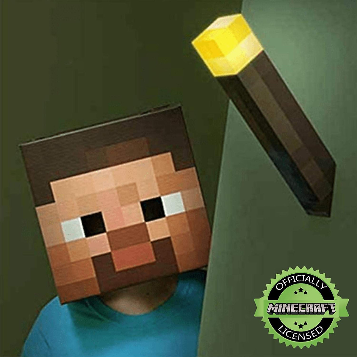 Minecraft Brownstone Torch Lamp | 11.5 Inch LED Night Light | USB Charging Port (USB cable not included)
