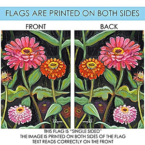 Toland Home Garden 1112500 Zinnias On Black 12.5 x 18 Inch Decorative, Garden Flag (12.5" x 18")