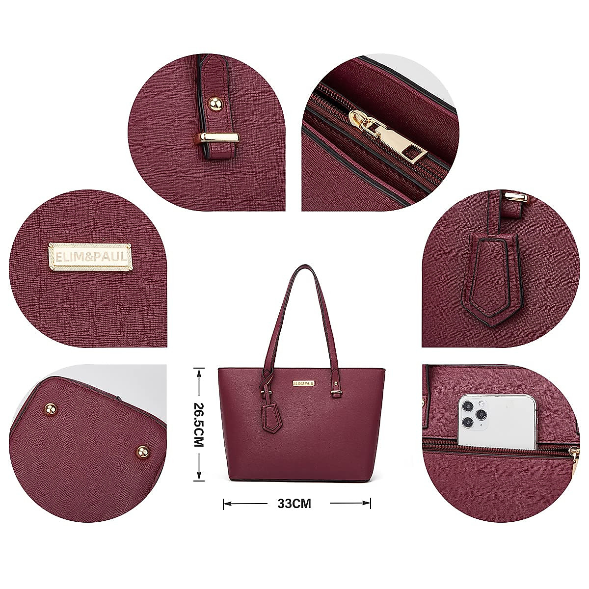 Women Fashion Handbags Wallet Tote Bag Shoulder Bag Top Handle Satchel Purse Set 4pcs