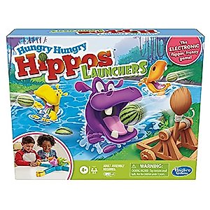 Hungry Hungry Hippos Launchers Game for Kids Ages 4 and Up, Electronic Pre-School Game for 2-4 Players