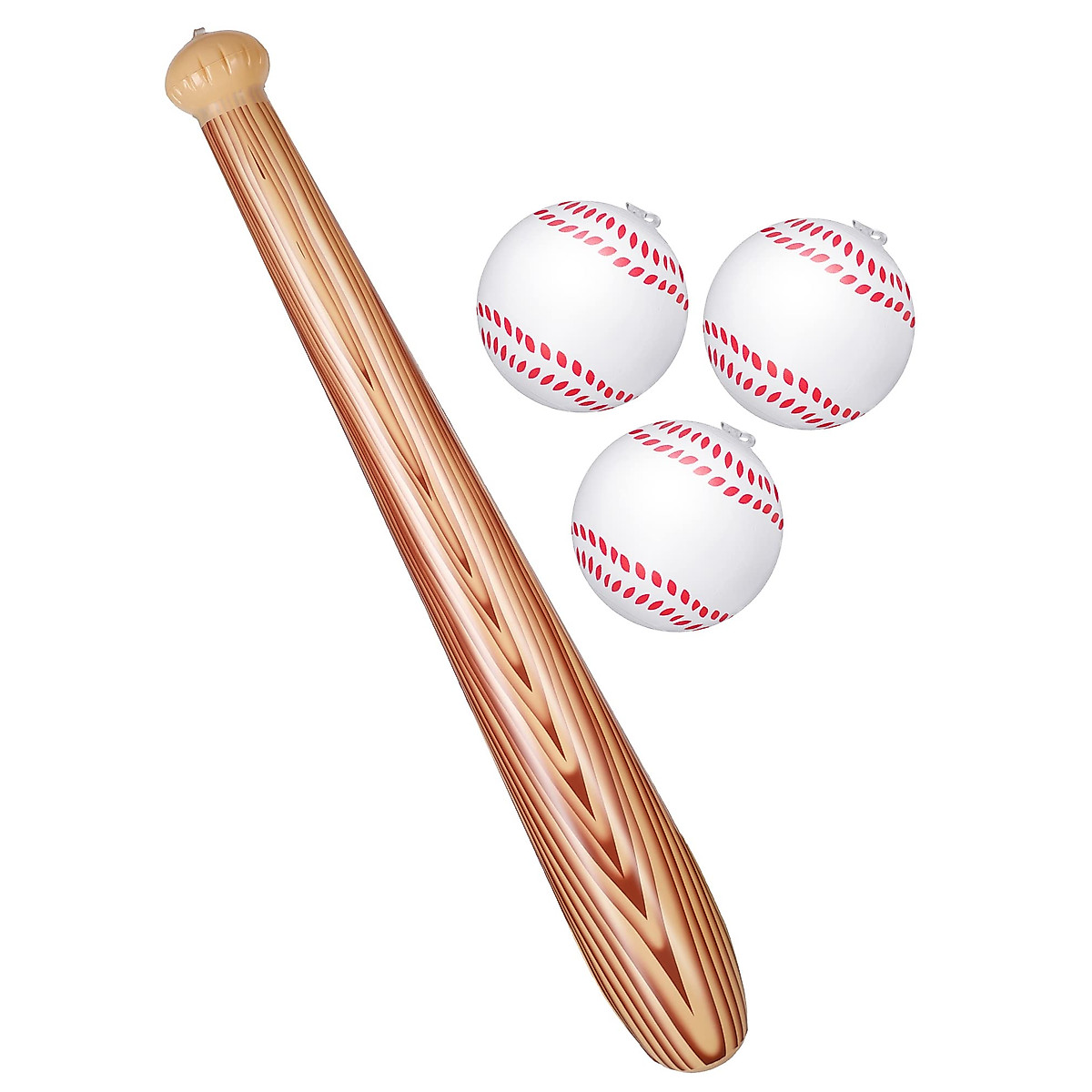 Kacctyen 4 Pieces Inflatable Baseball Set, includes Baseball Bat and 3 Baseball Plastic Bat Inflatable Baseball Bat for Kids and Adults Outdoor Yard Backyard Garden Playing (Baseball)
