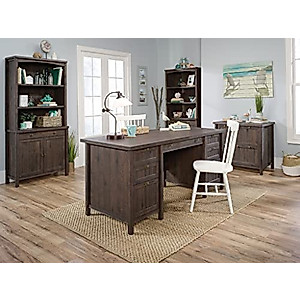 Sauder Costa Executive Desk, W 65.118 X D 29.528 X H 30.00, Coffee Oak finish