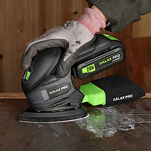 GALAX PRO Cordless Detail Sander 20V, 20Pcs Sandpapers,12000 RPM Sanders with Dust Collection System for Tight Spaces Sanding in Home Decoration, Battery and Charger Included