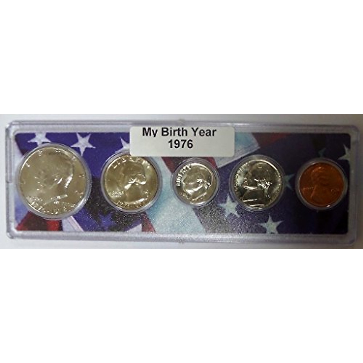 1976-5 Coin Birth Year Set in American Flag Holder Uncirculated