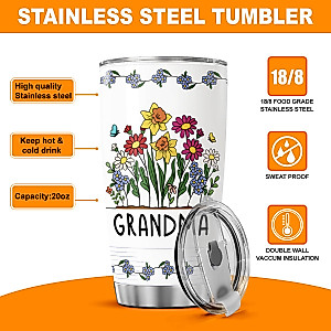 Water Granny Flower Cup Handle Floral Coffee Tumblers Nana Cups, Grandma Ever Nutrition Facts, Tumbler 20 Oz With Lid And Straw, Grandma Gifts