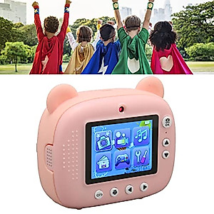 Children HD Camera, 3 Games Auto Focus 24MP Dual Cameras 2.4inch HD Screen 1050mah Battery Kids Camera for Travel(Pink)