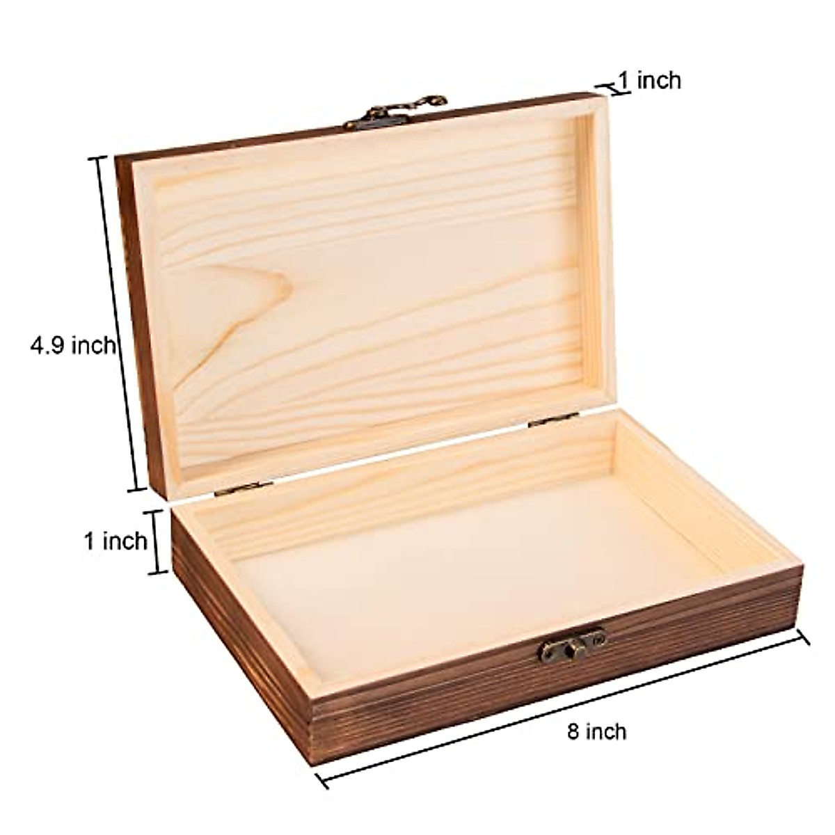 Unfinished Wooden Box with Hinged Lid, 7.8x5.1x1.96 Inches Wood Cigar Box Rectangle Keepsake Box Clasp Wood Box, Storage Box for DIY Crafts, Home Deocration, Jewelry