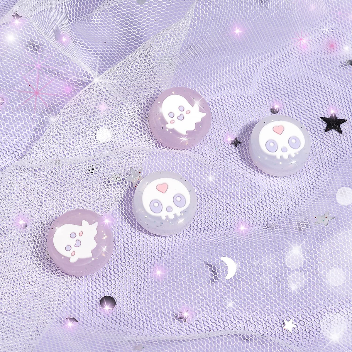 BelugaDesign Ghost Thumb Grips | Halloween Gothic Clear Jelly Glitter Joystick Grip Button Caps | Compatible with Nintendo Switch Standard Lite OLED