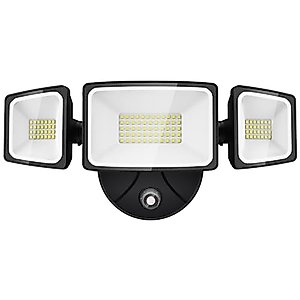 Onforu 60W LED Dusk to Dawn Security Lights, 6000LM Exterior Flood Light, IP65 Waterproof Outdoor 3 Adjustable Heads Photocell Lights Fixture, 6500K White Floodlights for Garage, Patio, Yard