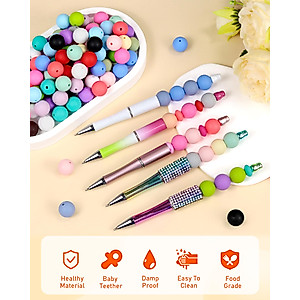 120PCS FIVEIZERO Silicone Beads, 20 Colors 14,15mm Silicone Beads Focal Beads Rubber Round Beads Mixed Color Silicone Beads Bulk for DIY and Keychain Accessories Silicone Beads Crafts Making