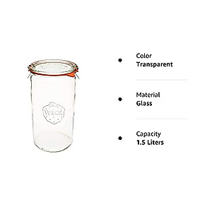 VERSAINSECT – 1.5L Glass Jars with Large Storage Capacity – Preserving Jars with Airtight Lids Suitable for Pickling – Heat Resistant Canning Jars - Microwave Safe - (1 Jar with Glass Lid) 54 fl. oz