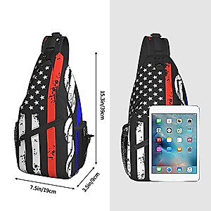 Sling Bag, Red Stripe Firefighter Usa Flag Shoulder Backpack Chest Pack Causal Crossbody Daypack For Women Men