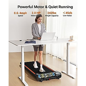 Walking Pad, UREVO Under Desk Treadmill for Home Office, Portable Walking Pad Treadmill Under Desk with Wider Running Belt, Dual Control