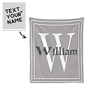 CUXWEOT Custom Blanket with Name Text Personalized W Letter Soft Fleece Throw Blanket for Gifts (50 X 60 inches)