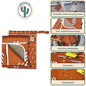 60" Boho Splat Mat Waterproof Washable w/Carrying Case | Baby Splat Mat for Under High Chair for Meals | High Chair Mat for Floor | Splash Mat for Under High Chair for Crafts | High Chair Floor Mat