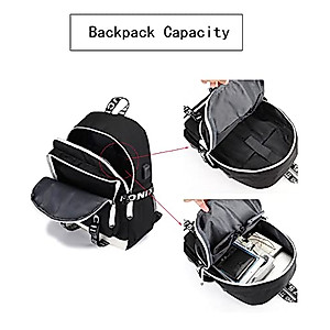 TIMMOR MAGIC Anime Cosplay Laptop Backpack with USB Charging Port, Middle School College Bookbags Over 8 Years Old(Black1)