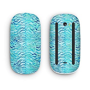 Design Skinz Aqua Watercolor Tiger Pattern Vinyl Decal Compatible with The Apple Magic Mouse 2 (Wireless, Rechargable) with Multi-Touch Surface