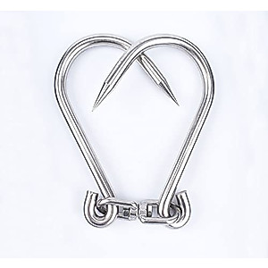 Alele Swiveling Meat Hook,10mm Heavy Duty Stainless Steel Processing Butcher Hooks - Large Fish,Hunting,Carcass Hanging Hook Pack of 2 (13inch Swiveling Meat Hook)