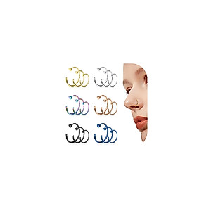 MILACOLATO 18pcs 22G 316L Surgical Steel C-shape Nose Hoop for Men Women Flat Disc Thin Nose Ring Cartilage Tragus Ear Piercing Set Colorful