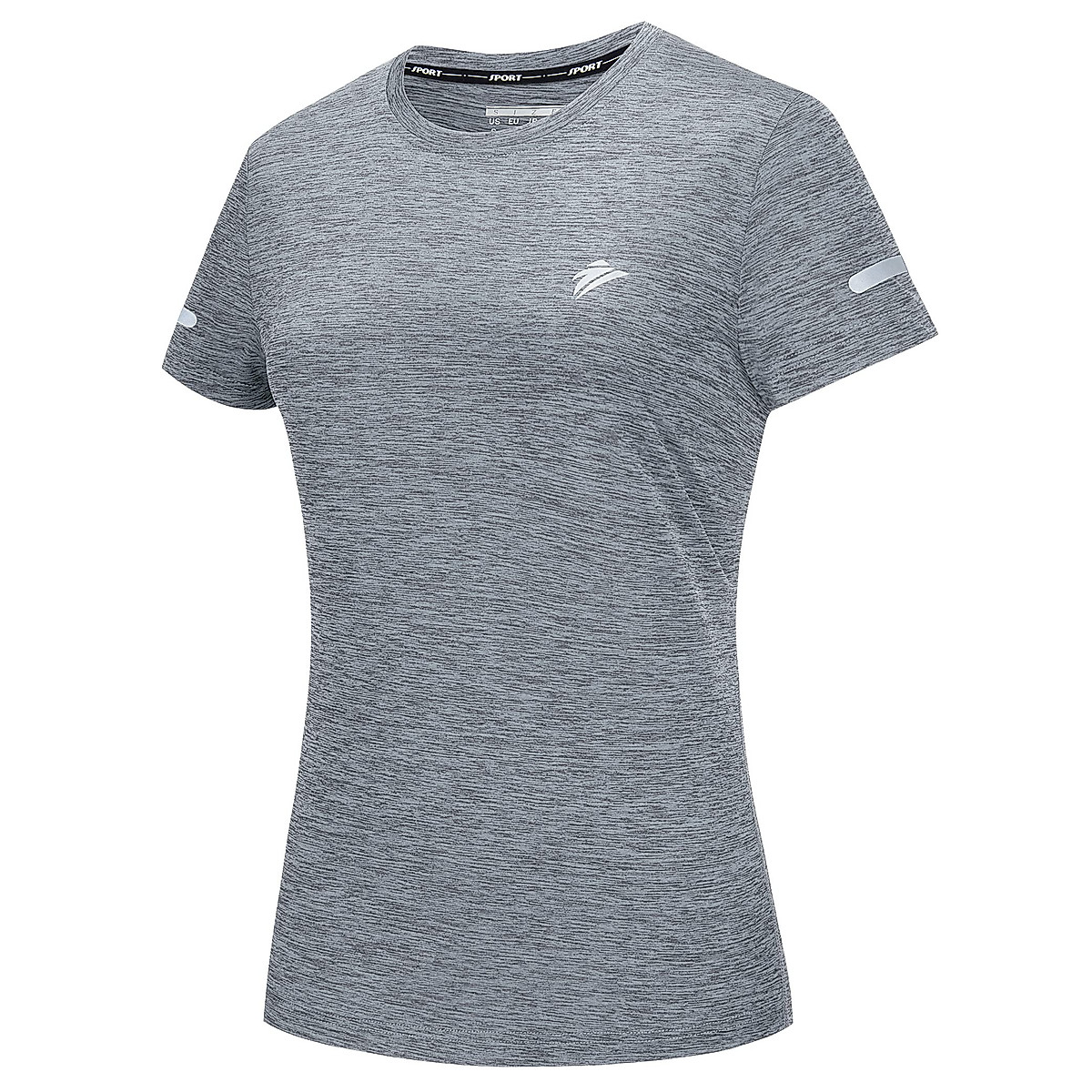 TACVASEN Women's Running Athletic T-Shirt Short Sleeve Lightweight Wicking Shirts Hiking Fitness Tops Light Grey M