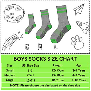 Comfoex Boys Crew Socks Half Cushioned Athletic Socks Cotton Calf Socks For Big Little Kids 6 Pairs