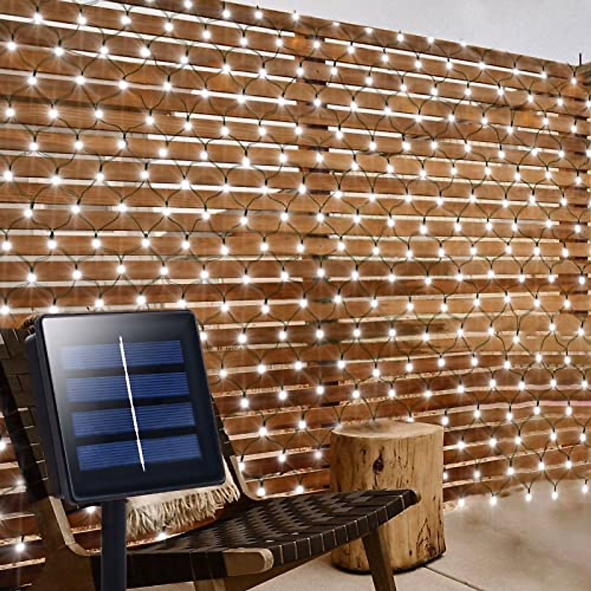 Solar Net Lights Outdoor Mesh Lights Waterproof with 8 Lighting Modes, Auto On/Off, 200 LED Starry Fairy String Lights Backyard Patio Twinkling Lights Wall Roof Wedding Party Decor(9.8ftx6.6ft,White)