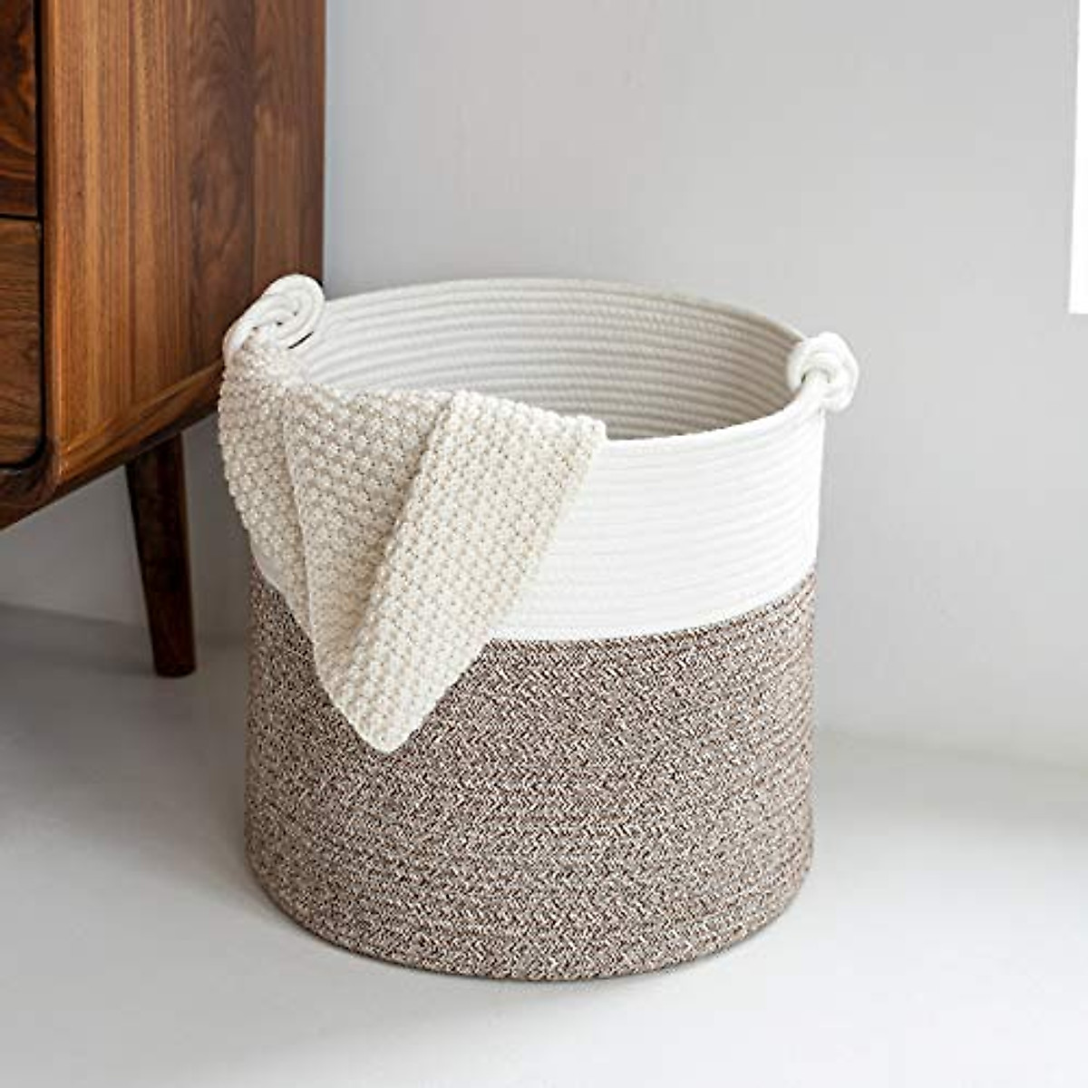 INDRESSME Large Linen Basket (Set of 2)-Baby Nursery Basket Laundry Hamper