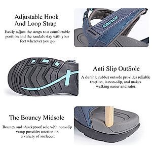 EQUICK Women Hiking Sandals Comfortable Walking Hook Loop Strap Sandals Beach Vacation Casual Sport Sandal U222BZNLX594.DE-Dark.Blue-8