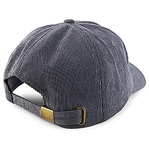 Trendy Apparel Shop Oversized XXL Unstructured Corduroy Curved Bill Strapback Baseball Cap - Dark Grey