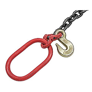 Mytee Products 3/8" x6' G80 15" Long Shank J Hook Tow Chain Recovery w/Eye Cradle Grab Hook - 7100 LBS WLL - Rollback Towing Chain for Car Wrecker Recovery Flatbed Trailers Truck - Towing Equipment