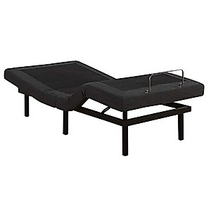 Adjustable Comfort Upholstered Adjustable Bed Base with Massage, Wireless Remote, Three Leg Heights, and USB Ports-Ergonomic, Twin XL, Dark Grey