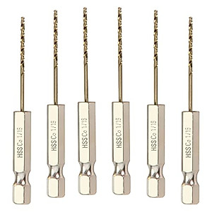 6pcs Hex Shank Drill Bits, 1/16 High Speed Steel Titanium Drill Bit Set for Metal, Steel, Wood, Plastic, Quick Change Design