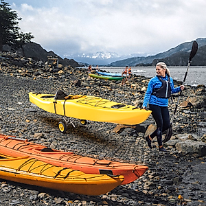 Bonnlo Boat Kayak Canoe Cart Carrier Dolly Trailer Tote Trolley Transport Kayak Accessories Large with 20x2mm Aluminum Pipe Double Kickstands, Inflation Free Solid Tire Wheels, 2 Ratchet Straps