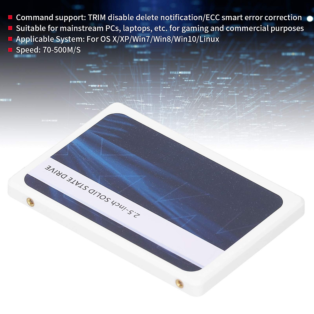 Yunseity Solid State Hard Drive,SATA 2.5 Inch Internal Solid State Drive (SSD),70-500M/S,for OS X/XP/Win7/Win8/Win10/Linux,White(480GB)