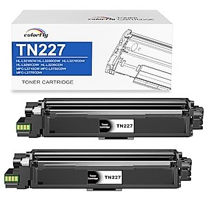 Colorfly Compatible TN227 TN-227 TN227BK Toner Cartridges Replacement for Brother TN227 TN-227BK TN223BK for Brother MFC-L3710CW MFC-L3750CDW MFC-L3770CDW HL-L3290CDW HL-L3230CDW HL-L3270CDW 2 Pack