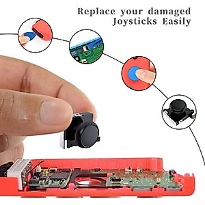 4 Pack Replacement Joystick for Joycon, 3D Analog Thumb Stick for Nintendo Switch Joy Con Controller with 4pcs Thumbstick Caps and Screws