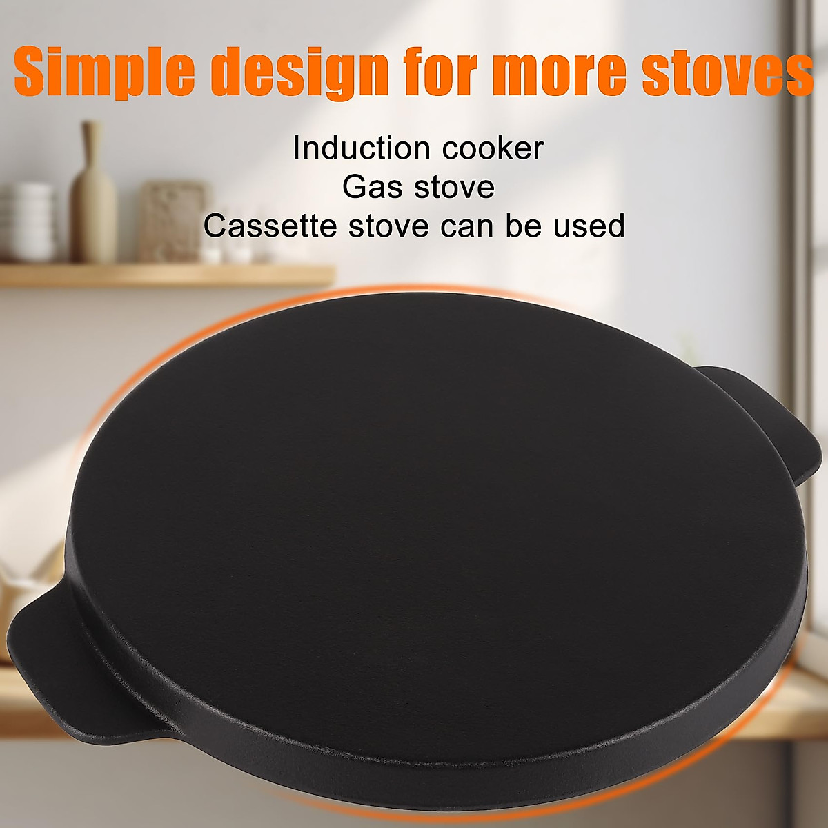 CUKOR Cast iron Grill Griddle, Grill Pan for Indoor Cooking, Stove Top Griddle for Grilling on gas grill, Round Grill Griddle for Induction Cooktop