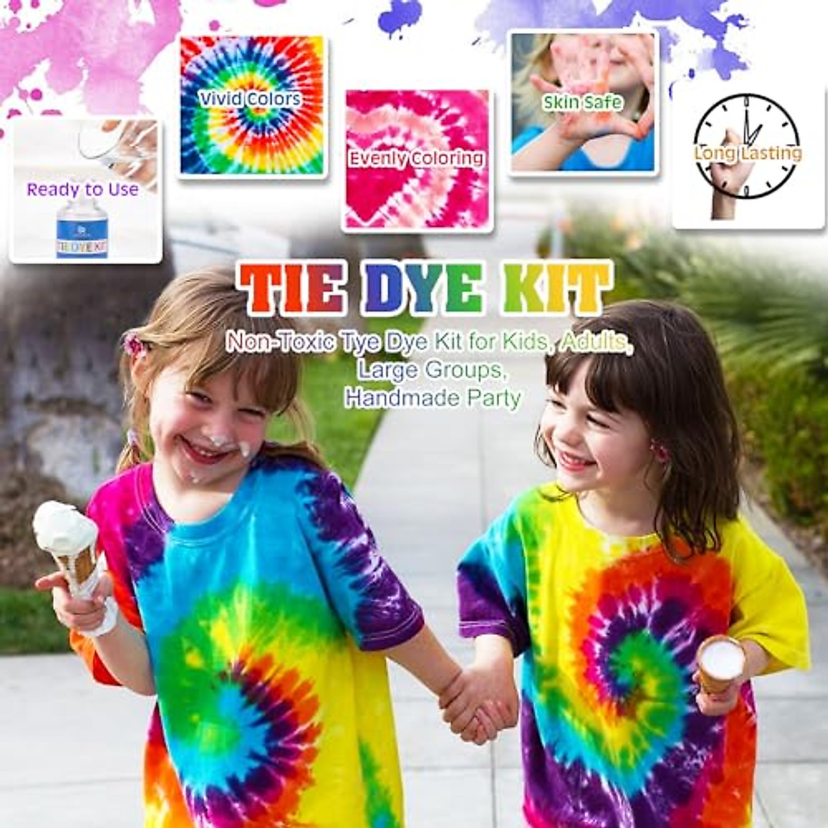 Tie Dye Kit - 40 Colors Fabric Tie Dye Kits for DIY Textile Paint Art - All-in-1 Tie-Dye Color Powder Set for Shirt, Hoodie, Fabric Clothes Painting, Party Supplies, Adults and Kids Handmade Crafts