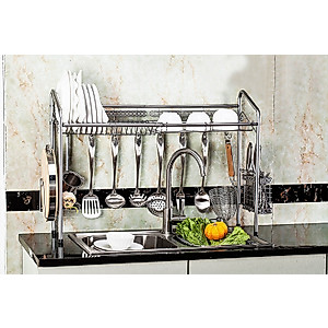 Premium Racks Professional Over The Sink Dish Rack - Fully Customizable - Multipurpose - Large Capacity (Chromium Steel)
