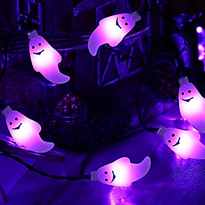 DYTesa Halloween Solar String Lights, 21.3 Ft 30 LED Milky White Ghost LED Lights IP65 Waterproof for Halloween Outdoor Indoor Party Decor, Patio, Lawn, Garden, Yard