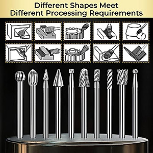 Tonsiki 20PCS Wood Carving Bits Set, 1/8 Inch(3mm) Shank Tungsten Carbide Rotary Tools Accessories for DIY Woodworking, Engraving, Grooving, Polishing, Suitable for Most Rotary Tools