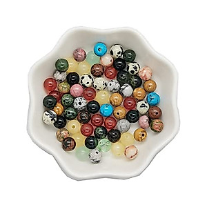 GangGangHao 750pcs 6mm Real Natural Round Stone Beads Smooth Crystals Loose Gemstone Multi Color Mixed DIY for Jewelry Making(6mm,15 Color Mix-S1)