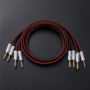 JORZOR Audiophile Grade Speaker Cable with Gold Plated Banana Plugs,Oxygen-Free Copper (OFC) 13AWG, (6.6 Feet 2 M), Pair……, 2M(6.6FT)